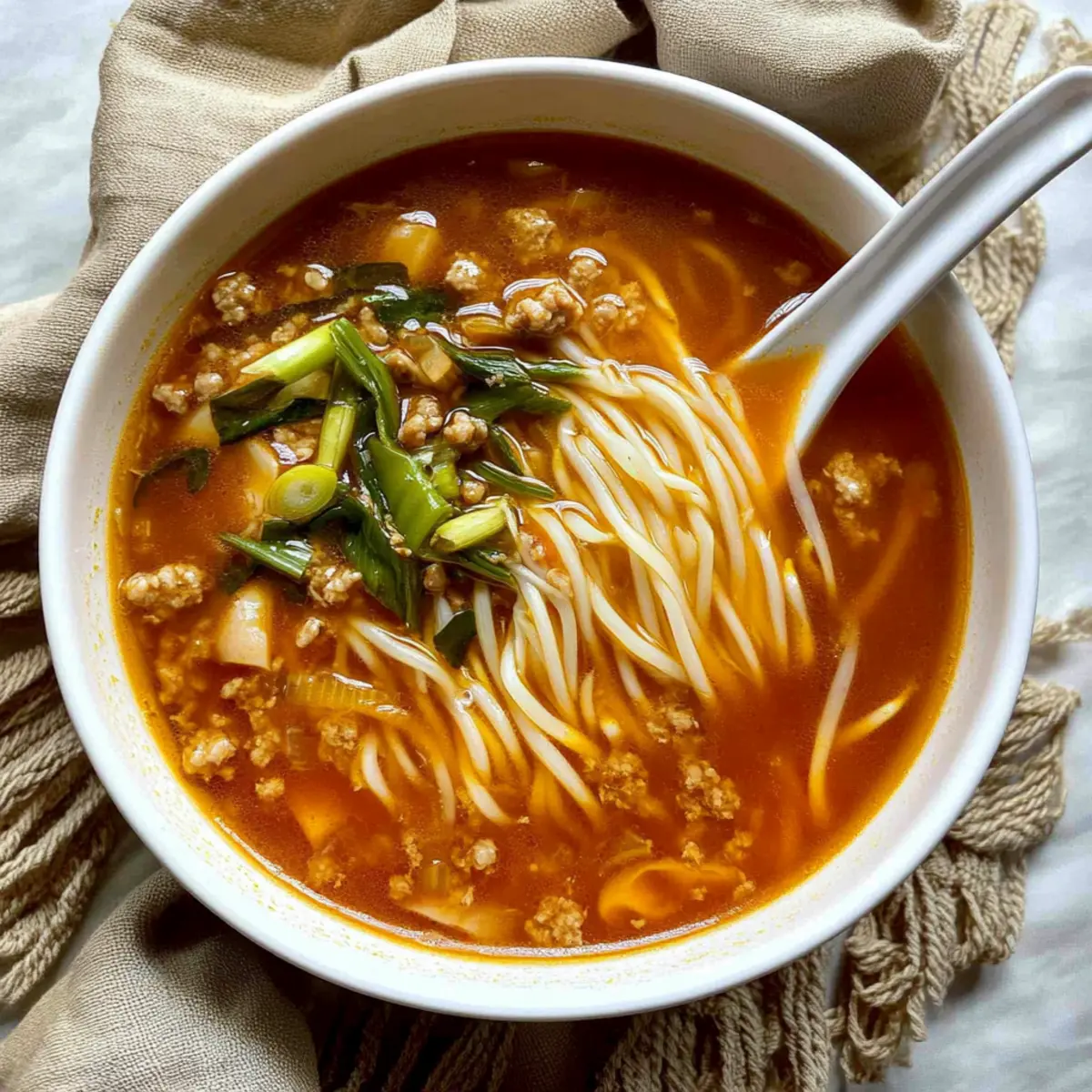 Easy Tomato Enoki Mushroom Soup with Ground Beef - Delicious!